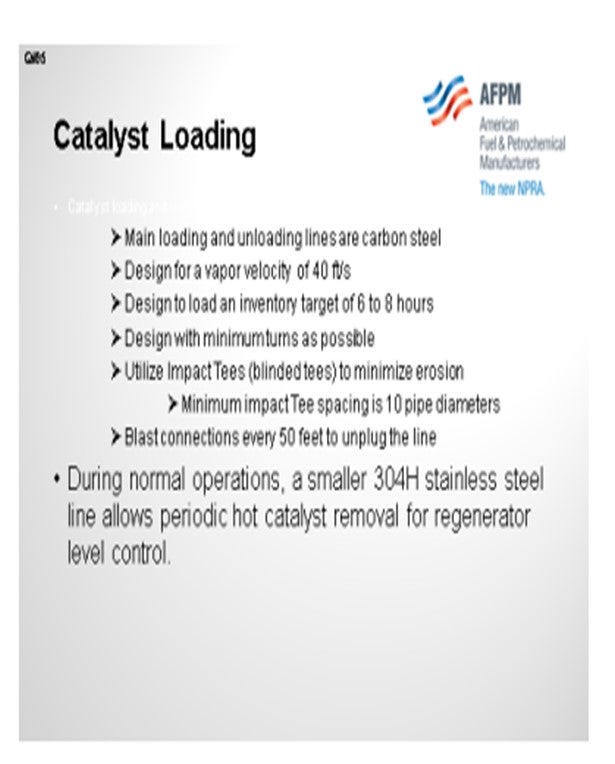 Question 95: What is the recommended Best Practice regarding the design of catalyst loading and ...